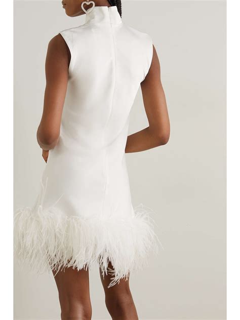 16ARLINGTON Umiko Feather Trimmed Satin Mini Dress NET A PORTER
