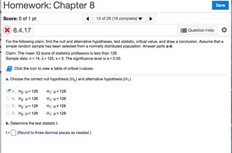 Solved Homework Chapter 8 Save Score 0 Of 1 Pt 13 Of 20