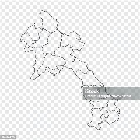 빈 지도 라오스입니다 고품질 웹 사이트 디자인 로고 Ui 애플 리 케이 션에 대 한 투명 한 배경에 지방과 라오스 지도 재고 벡터입니다 벡터 그림 Eps10입니다 0명에