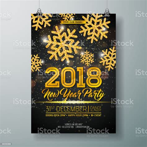 새 해 파티 축 하 포스터 템플릿 일러스트 3d 2018 번호 디스코 공와 빛나는 화려한 배경에 불꽃 휴일 프리미엄 초대 전단