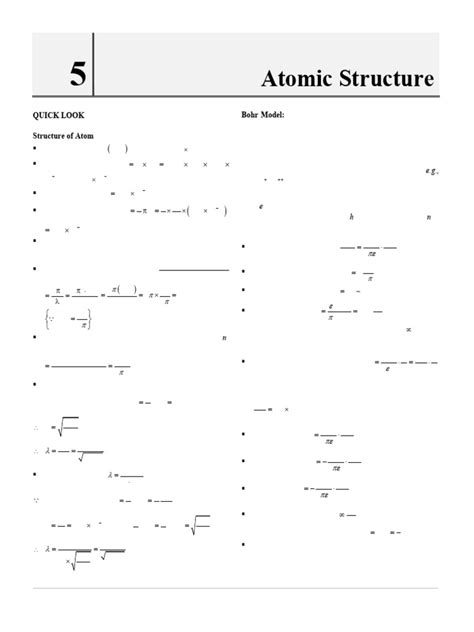 Atomic Structure Formula Sheet Pdf Atomic Orbital Electron