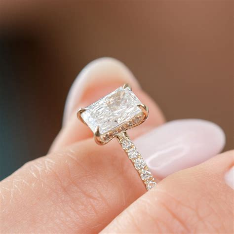 171 Carat Radiant Cut Diamond Engagement Ring 14k Yellow Gold Real