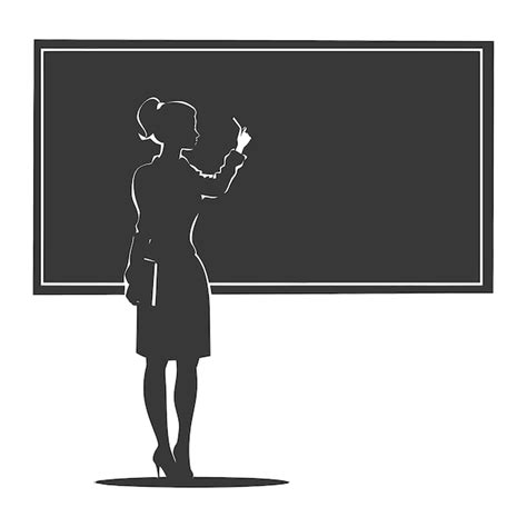 Silhouette Dune Enseignante Décole Enseignant Devant La Classe