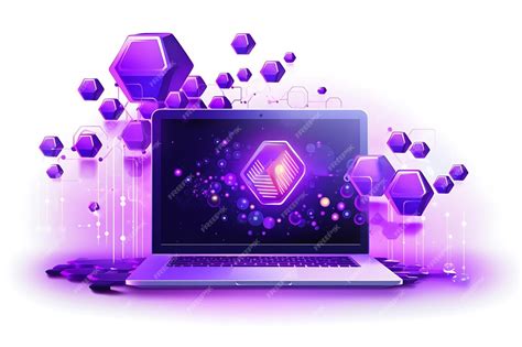 Purple Color Computer Isometric White Background Premium Ai Generated Image