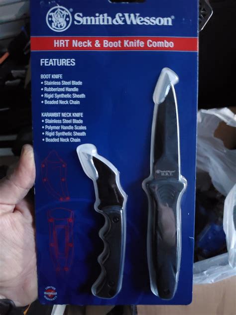 2 Knife Set Smith And Wesson Hrt Neck And Boot Knife Combo 1188453 New