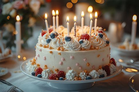 생일 케이크에 촛불이 켜집니다