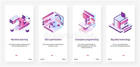 Machine Learning Programming Code Data Technology UX UI Mobile App Page Screen Set Stock