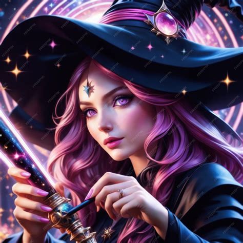 Premium Ai Image Digital Art Witch With Pink Eyes Showcasing