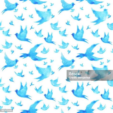 무료 새 비행 원활한 패턴 최소한의 수채화 그림 손 그려진 디자인 일러스트 레이 션 수채화에 대한 스톡 벡터 아트 및 기타 이미지 수채화 깃털 날기 Istock