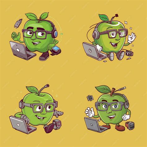 Premium Vector Techie Apple Cartoon Character