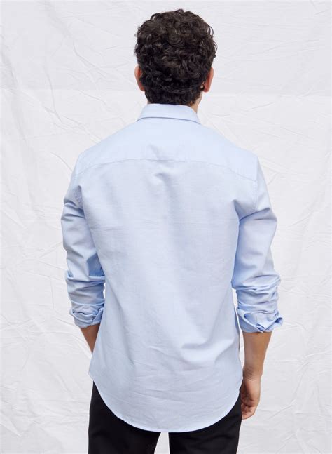 chemise coupe ajustée en tissus oxford bleu pour homme