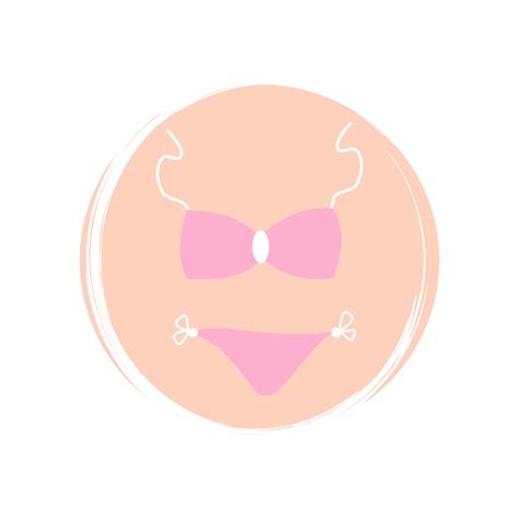 Bikini Icon Logo Vector Illustration On Circle With Brush Texture For