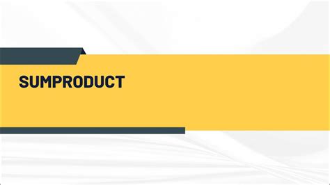 Sumproduct Youtube