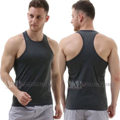 Jual VM Singlet Polos JUMBO Dalaman Kaos Polos Abu Abu Abu Tua S