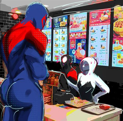 Spider Gwen Spider Man And Spider Man Marvel And 3 More Drawn By