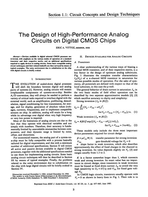 The Design Of High Performance Analog Circuits On Digital Cmos Chips