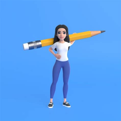 Uma Linda Garota Engraçada De Desenho Animado Em Camiseta Branca E