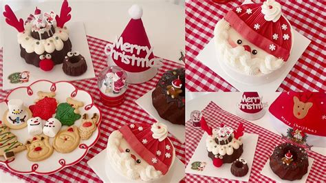 크리스마스 3종 디저트 베이킹 산타케이크크리스마스쿠키초코구겔호프 크리스마스 베이킹 브이로그 크리스마스 케이크 크리스마스 디저트 미니도시락케이크