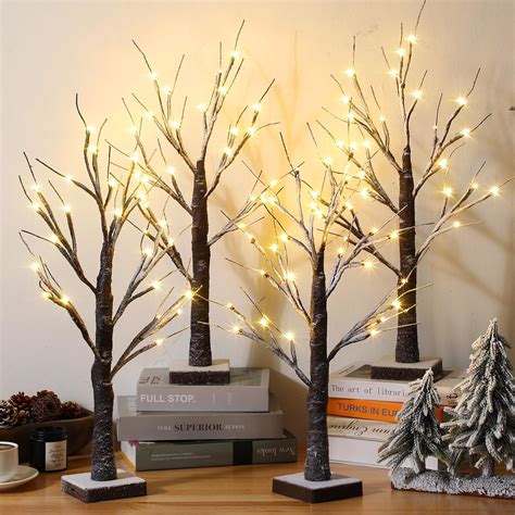 Retisee 4 Pcs Tabletop Light Up Tree With Led Lights Christmas Party