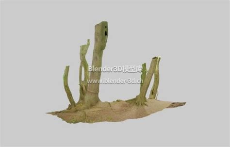 Blender 橡树干树根地面3d模型素材资源免费下载 Blender3d模型库