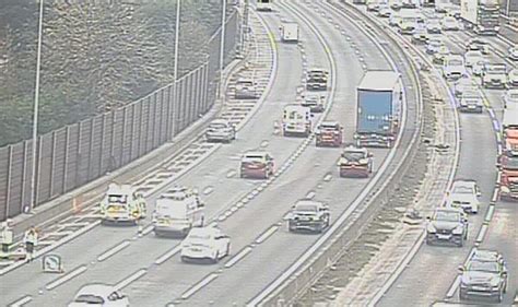 M60 Traffic Long Queues After Lorry Crash On Motorway Near Manchester