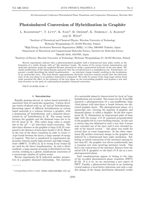 Pdf Photoinduced Conversion Of Hybridization In Graphite