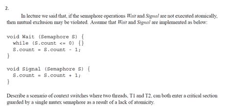 In Lecture We Said That If The Semaphore Operations