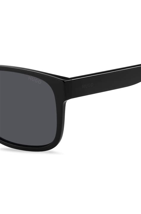 Hugo Black Acetate Sunglasses With Branded Temples