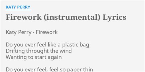 Firework Instrumental Lyrics By Katy Perry Katy Perry Firework