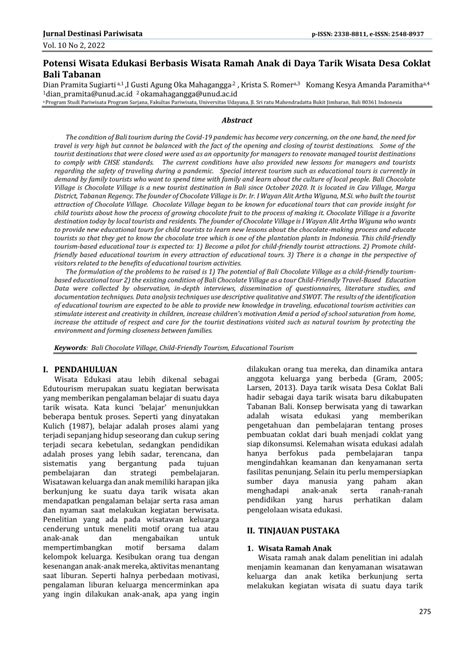 Pdf Jurnal Destinasi Pariwisata Potensi Wisata Edukasi Berbasis