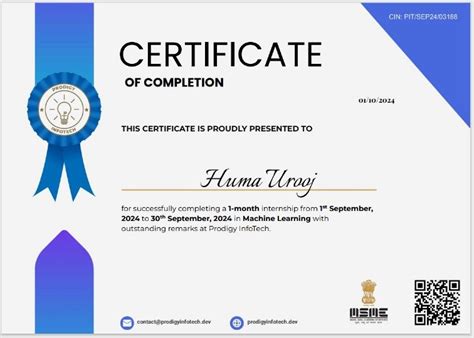 Huma Urooj On Linkedin Machinelearning Internship Prodigyinfotech