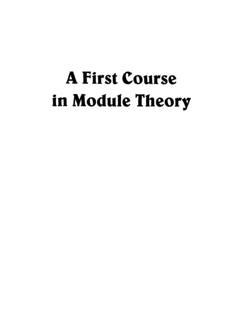 A First Course In Module Theory Pdf Ring Mathematics Module Mathematics