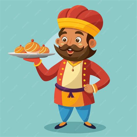 Rajput Man With Plate Of Sweets Vector Cartoon Illustration For Festive