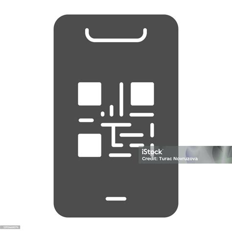 휴대 전화 솔리드 아이콘에 Qr 코드 기술 개념 흰색 배경에 Qr 코드 지불 기호 모바일 개념 및 웹 디자인을위한 글리프 스타일의 모바일 아이콘에 Qr 코드 벡터 그래픽