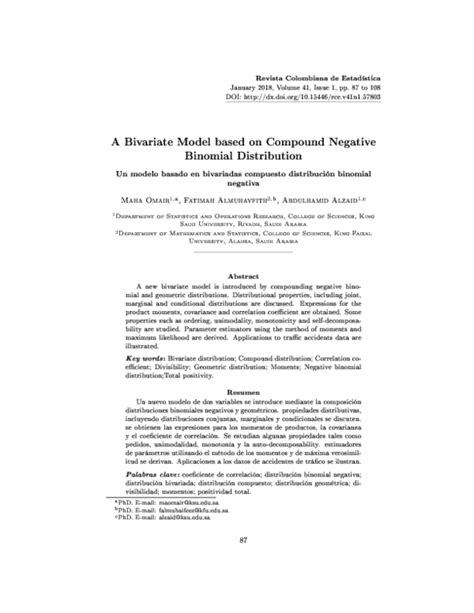 Pdf A Bivariate Model Based On Compound Negative Binomial Distribution