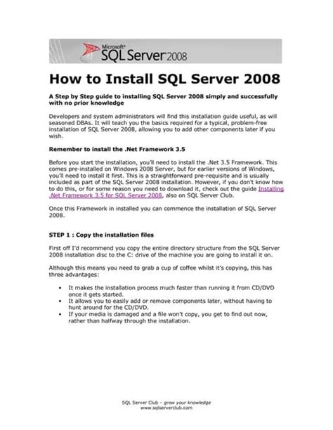 how to install sql server 2008 pdf databases computer software