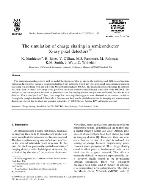 Pdf The Simulation Of Charge Sharing In Semiconductor X Ray Pixel Detectors