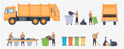 Garbage Worker Vector Art Png Flat Garbage Service Workers Service