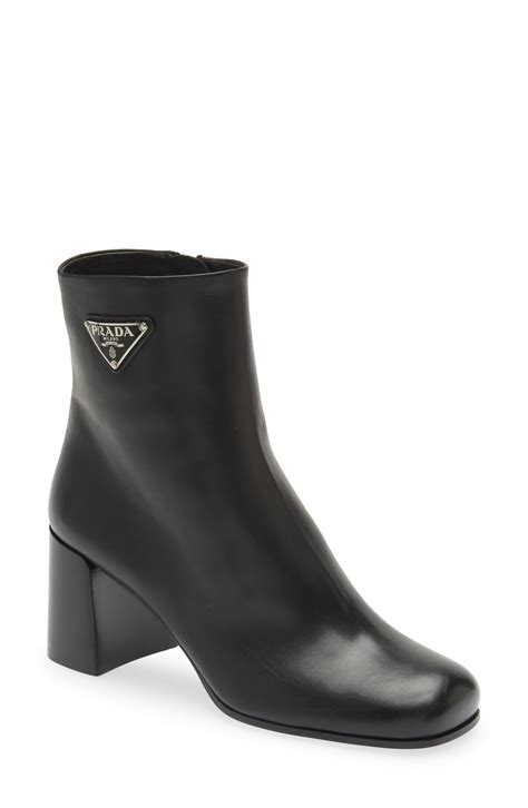 Prada Logo Square Toe Bootie Nero Editorialist