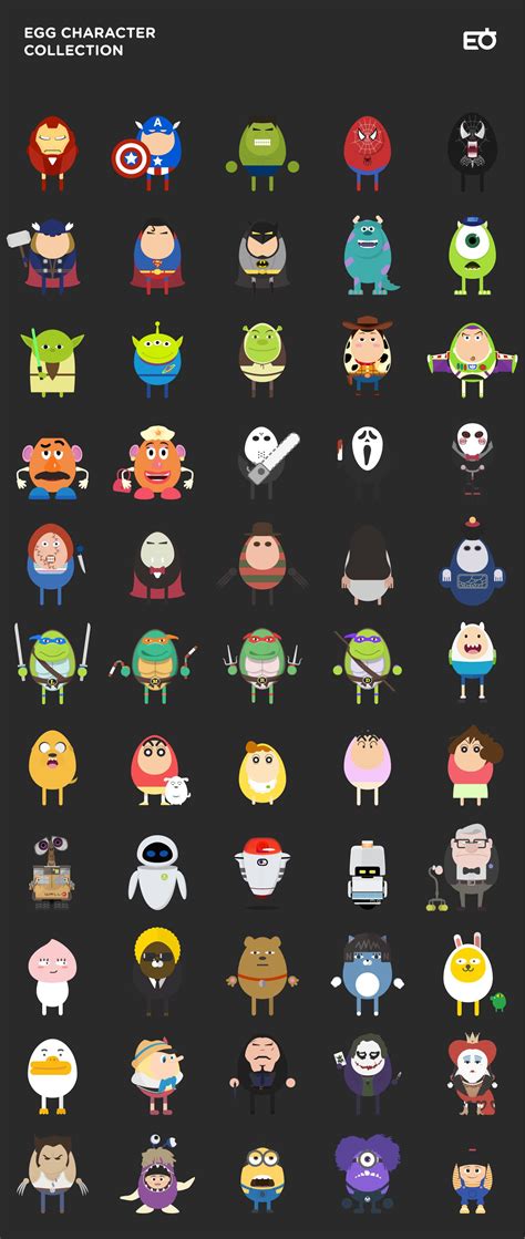 달걀 캐릭터 콜렉션 Illustrator Cs6 Motif Egg Parody Minimal Design By
