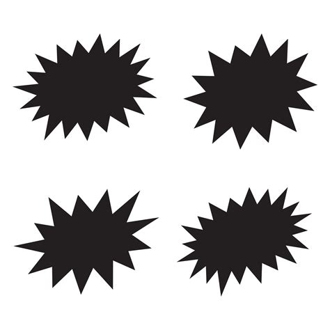 Black Bursting Star Shapes Set Of Comic Splash Explosion Burst Bang