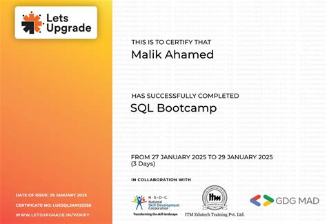 Sql Database Bootcamp Learning Tech Letsupgrade Malik Ahamed