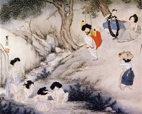 단원 檀園 김홍도 金弘道 의 빨래터와 혜원 蕙園 신윤복 申潤福 네이버 블로그