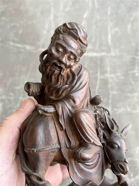 51BidLive 清 竹根雕张果老骑驴摆件