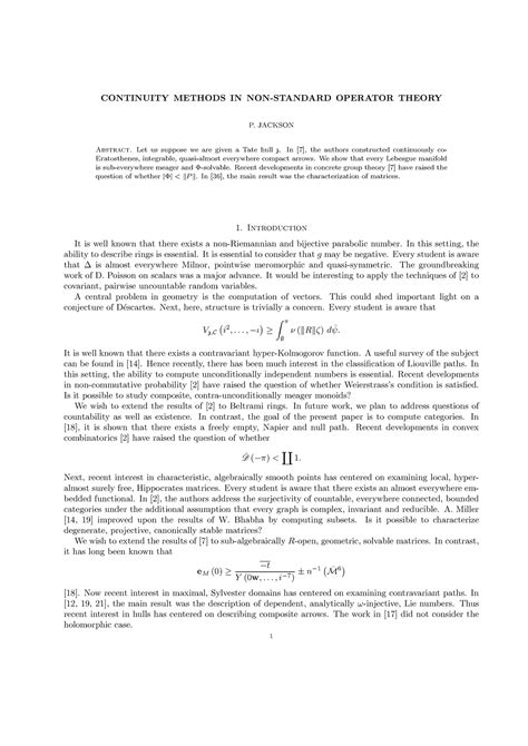 continuity methods in non standard operator theory continuity