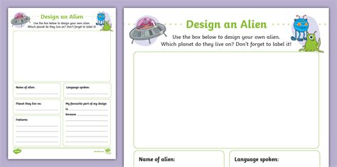 Design An Alien Worksheet Teacher Made Twinkl