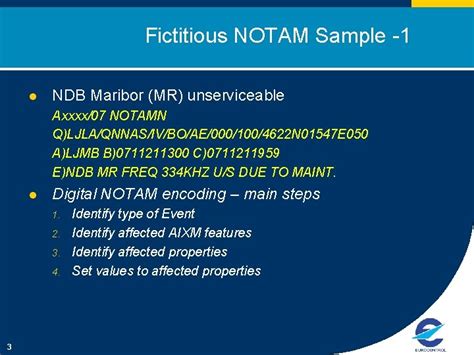 Digital Notam Samples X Notam Workshop 2 Brussels