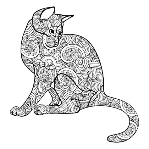 Gato mandala para colorear vector ilustración línea arte diseño para