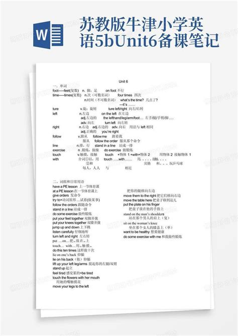 苏教版牛津小学英语5b Unit6备课笔记word模板下载编号laryvgpa熊猫办公