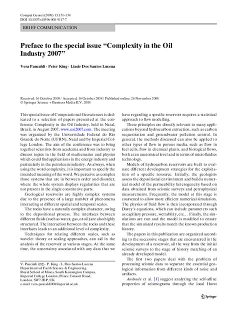 pdf preface to the special issue “complexity in the oil industry 2007”